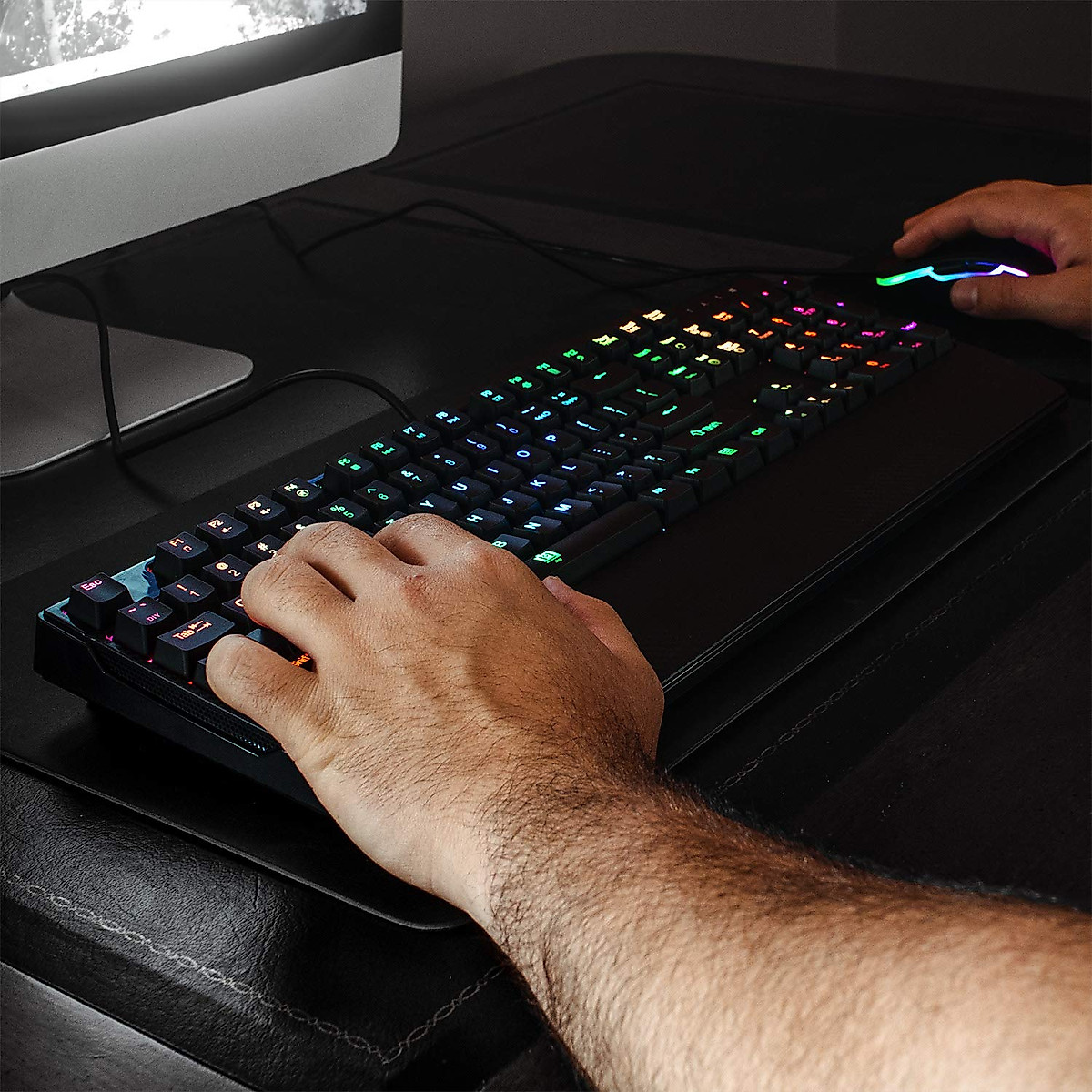 Deco Gear Gaming Accessory Bundle - Mechanical 18-Mode 104 Key RGB Keyboard with 11-Mode RGB Gaming Mouse and 32" x 12" Extended Mouse Pad