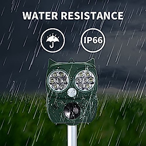 Kittmip 2 Pieces Ultrasonic Animal Repeller Solar Powered Animal Repellent Animal Deterrent Devices Waterproof with Motion Sensor Audible Alarm Flashing Light for Garden Cat Dog Mice Bird Deer