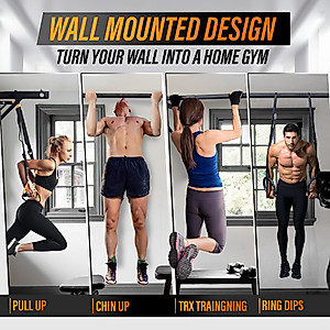 Yes4All Heavy Duty Wall Mounted Pull Up Bar – Multi-Grip Pull Ups / Pull Up Bar Ceiling Mount / Joist Mount for Home Gym