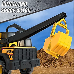 Tonka Steel Classics Mighty Crane - Made with Steel & Sturdy Plastic, Yellow Toy Construction Truck, Boys and Girls, Kids, Toddlers, Ages 3+