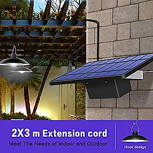 Solar Lights Outdoor with Dual Head Hanging Shed, IP65 Waterproof with 32 LED Lights and 2 Remote Control, Adjustable Solar Panel with 19.68FT Cord for Home Yard Garden Decorate