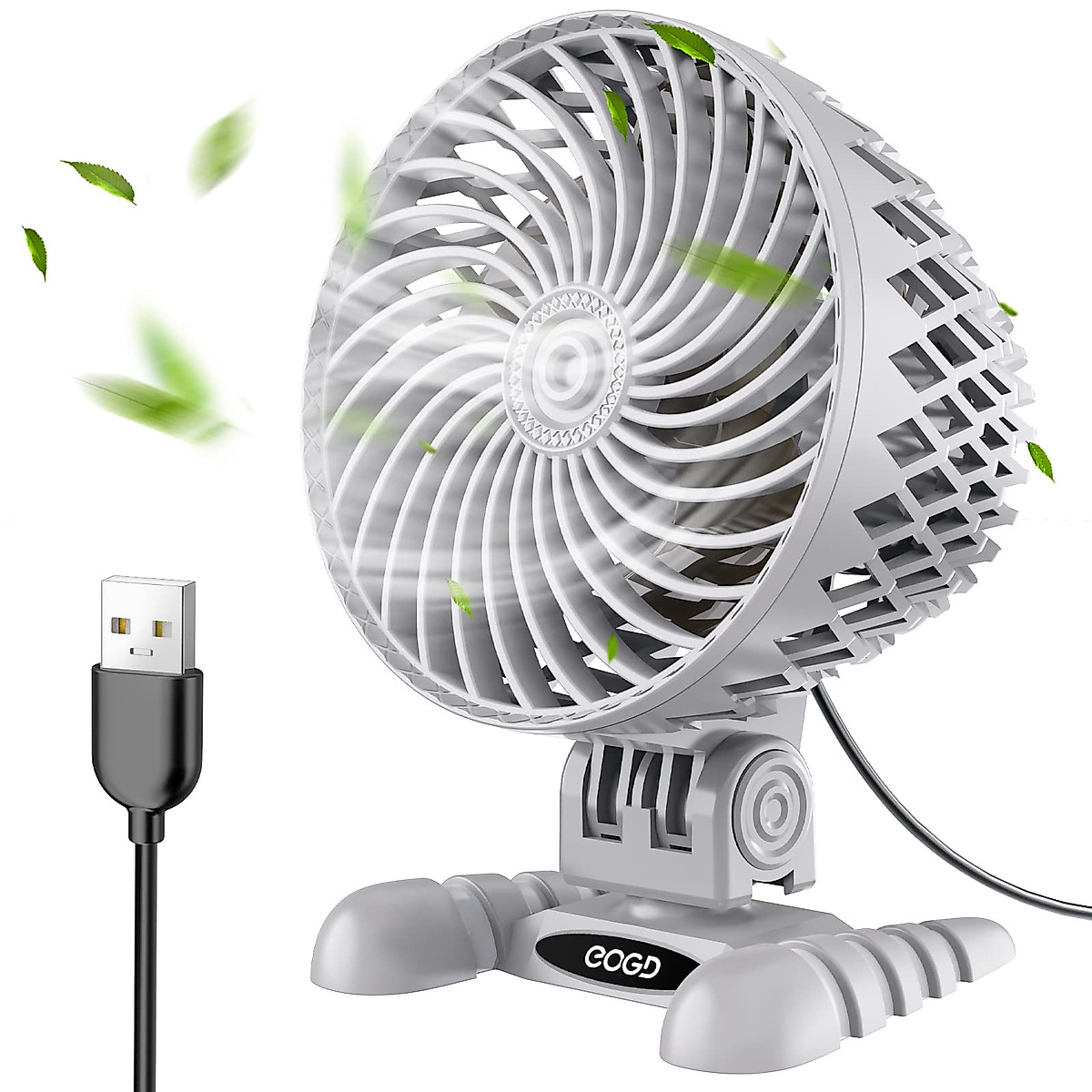EOGD 2022 Newest USB Desk Fan with Stepless Speed Control, 4.2" Desk Fans Small Quiet Personal Fan with Strong Wind Up To 12MPH, 360° Rotatable Mini Table Fan With Removable Fan Guard (Grey)