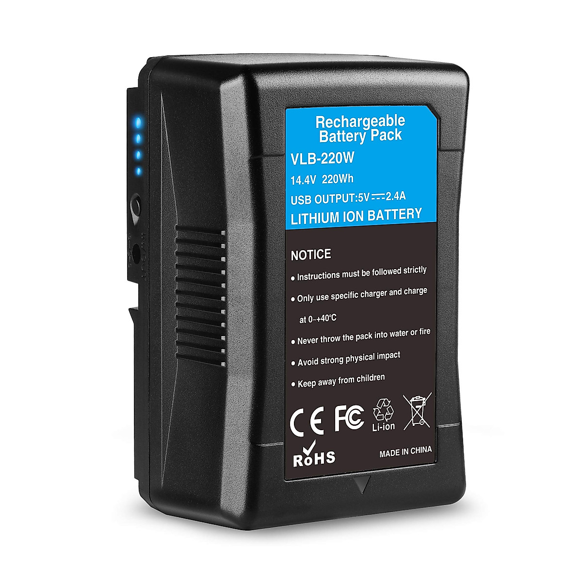 KUNLUN 220Wh 15000mAh V Mount Battery/Dtap Battery with D-TAP DC USB Ports V Lock Battery for Sony Video Cameras Camcorders Broadcast LED Lights Monitors Replacement Brick for DSLR