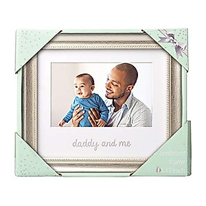 Lil Peach Daddy and Me Photo Frame, Newborn Baby Keepsake, Father's Day Gifts, Gender-Neutral Nursery Decor, 4" x 6" Picture Frame, Silver