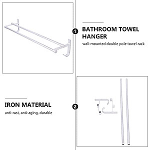 Cabilock 1 Set Hook White Holder Holders Clothes Nail Rod Mounted Cm Wrap Double Towel Rack Racks Free: Bar Punching Hanger Wall Steel Stainless Paper Robe Organizer Hangers Nail-Free