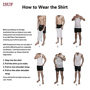 ISUP Mens Slimming Body Shaper Shirt Chest Compression Tank Top Tummy Control Undershirt Shaperwear White