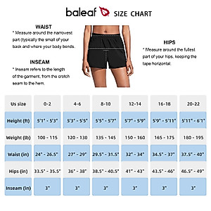BALEAF Women's 3" Running Athletic Shorts Quick Dry Gym Workout Shorts with Pockets Black Size M