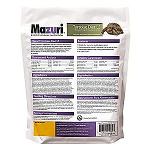 Mazuri | Tortoise LS Diet for African Spurred/Sulcata, Desert, Egyptian, Galapagos, Gopher, Greek, Leopard, Pancake, Radiated or Yellow-Footed tortoise, | 12 Ounce (12 OZ) Bag