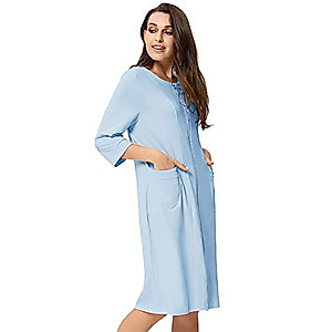 Cotton Terry Cloth Shortie Zip Robe Lightweight Zippered Bath Robes for Women Eggshell Blue 2XL
