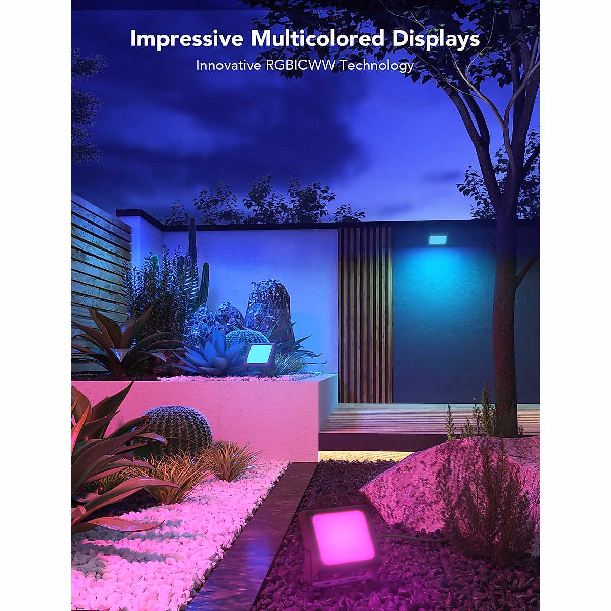 Govee Outdoor Lights, Flood Lights Uplight 2 in 1, LED Landscape Lighting, 35 Scene Modes, 4 Music Modes, Smart Color Changing IP65 Waterproof, App Control, Patio Lights, Garden Yards Walls, 4 Pack