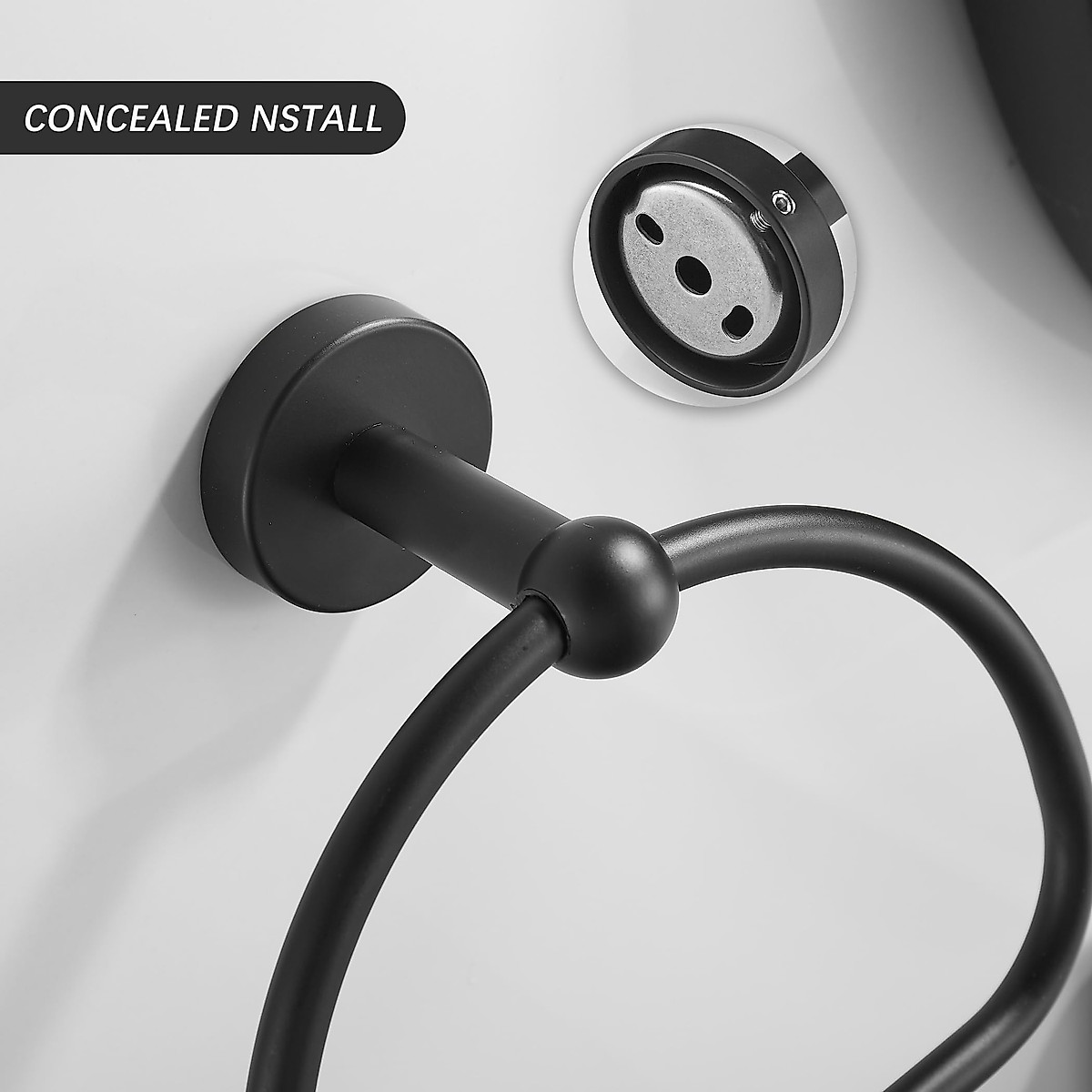 Leyden Matte Black Toilet Paper Holder and Hand Towel Holder, 2 Pieces Bathroom Hardware Accessories Set, SUS304 Stainless Steel Sturdy Wall Mount Toilet Paper Roll Holder and Towel Rack