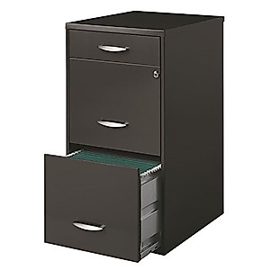 Space Solutions 3 Drawer Metal File Cabinet with Pencil Drawer Charcoal