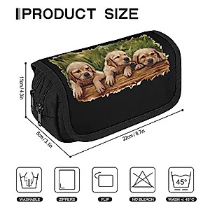 Golden Retriever Large Capacity Pencil Case Multi-Slot Pencil Bag Portable Pen Storage Pouch with Zipper