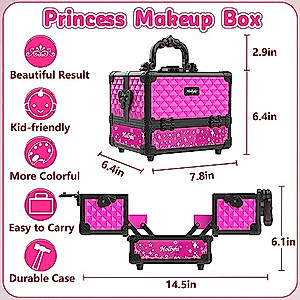 Hollyhi 65 Pcs Kids Makeup Kit for Girl, Washable Play Makeup Toys Set for Dress Up, Pretend Beauty Vanity Set with Cosmetic Case Birthday Toys for Girls 3 4 5 6 7 8 9 10 11 12 Year Old Kids Toddlers