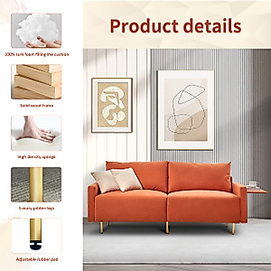 VASOENY 72.8 Inch Loveseat Sofa Couch, Mid Century Modern Linen Fabric Love Seats Sofa, 2 Seater Couches for Bedroon, Living Room, Apartment, Home Office(Orange)