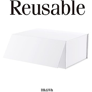 BLK&WH Gift Box 9x6.5x3.8 Inches, White Gift Box, Gift Box with Lid, Bridesmaid Proposal Box, Collapsible Gift Box for Gift Packaging (Matte White)