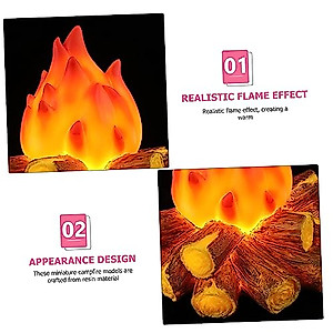 FONDOTIN Flame Lamp Battery Desk Lamp Halloween Decor Battery Light Bulb Simulated Campfire Lamp Simulated Fire LED Torch LED Desk Light Flashing Decorate Bonfire Lamp Prop Lights Resin