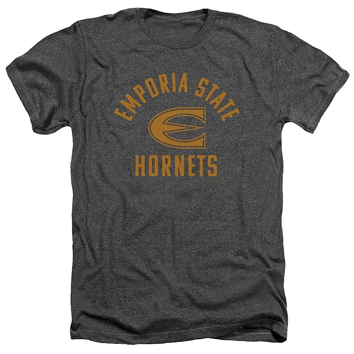 Emporia State University Official One Color Hornets Logo Unisex Adult Heather T Shirt,Charcoal Heather, Large