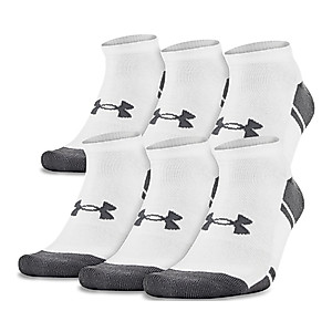 Under Armour Adult Resistor 3.0 No Show Socks, Multipairs , White/Graphite (6-Pairs) , Large