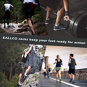 eallco Mens Ankle Socks Low Cut Athletic Cushioned Running Tab Socks 6 Pack