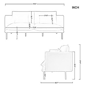 EMKK Loveseat Sofa 78.5’’ Couch w/ 2 Pillows Upholstered Love Seats Furniture with Square Arm/Thick Padding for Bedroom Living Room, Small Spaces, Dorm, Beige