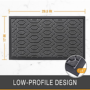 Door Mats Outdoor for Front Door, 29.5"x17" Non Slip Welcome Mats Outdoor Low-Profile Indoor Rug Entryway Doormat for High Traffic Areas, Grey Durable Door Mat
