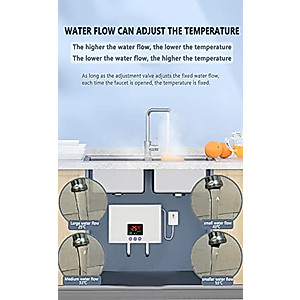 DAORDAER Mini Electric Tankless Water Heater 3000W 110V Constant Temperature Instant Hot Water Heater with Remote Control Digital Display On Demand Hot Water Heater