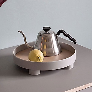 boxfan Decorative Round Serving Tray Desktop Storage Tray for Home Or Office (Black)