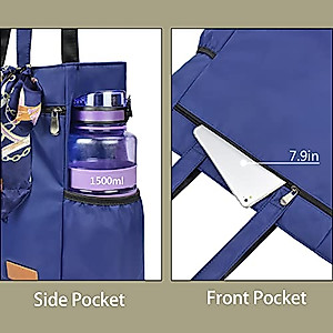 CLOUDMUSIC Gym Tote Shoulder Bag Shopping Travel For Girls Women(Dark Blue)