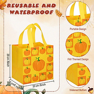 Sanwuta 48 Pcs Fall Non Woven Tote Bags Thanksgiving Party Bags with Handles Waterproof Autumn Treat Favor Bag Pumpkin Goodie Bag Gift Candy Bags Thanksgiving Party Favor Supplies (Simple Style)