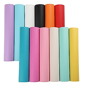Picheng Solid Faux Leather Sheets: Macaron Jelly Candy Assorted Leather Sheets 12pcs/Set 8.2" x 11.8" Faux Leather Fabric Plain Texture Leather PU Bundle for Earring Bows Crafts (Pastel Colors)