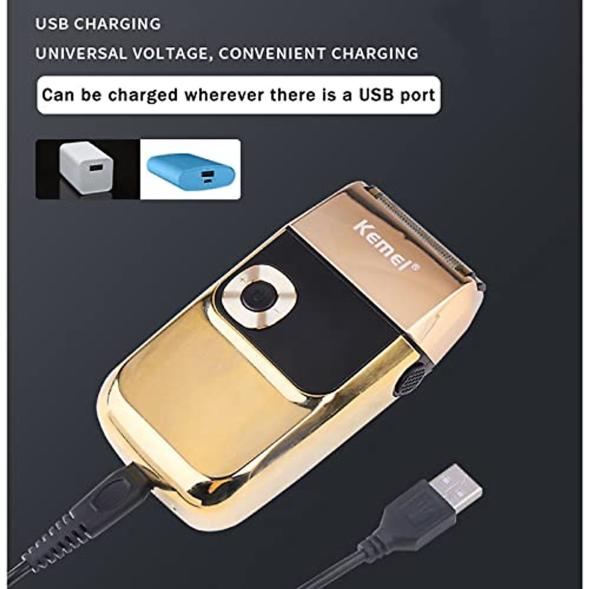 KEMEI Electric Razors for Men, LCD Display Cordless Men's Razors, USB Rechargeable with Pop-up Beard Trimmer Best Worldwide Travel Gift, Model KM 2028, Gold