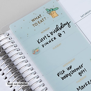 Star Wars Snap-In Meal Planner - Star Wars Grogu Dashboard, Includes Shopping List Space, Metal Foil Accents, Double-Sided Lamination, Reusable for Dry and Wet Erase Markers, by Erin Condren