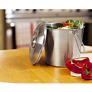 Gardener's Supply Company Brushed Stainless Steel Kitchen Compost Pail | Holds 1 Gallon of Food Scraps for Organic Indoor Composting | 7-1/4" D x 7" H