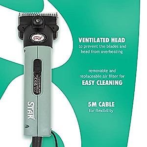 Lister Star Large Animal Clipper with Fine Blade for Horses, Cattle, Sheep, and Livestock (#258-34501), Green