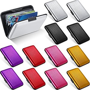 12 Pcs Aluminum Wallet Credit Cards Holder Multi Slim Rfid Blocking ID Credit Case Protector Metal Card Holder for Men Women(Black, Red, Purple, Rose, Silver, Gold)
