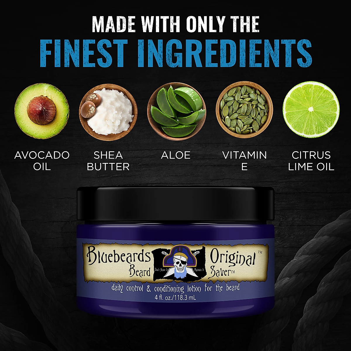 Bluebeards Original Beard Saver, 4 oz. - Leave In Beard Conditioner for Men, Infused with Aloe & Lime - Beard Softener that Deeply Conditions and Moisturizes Your Beard and Skin - Made in USA