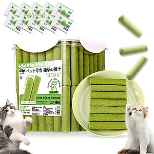 Generic Cat Grass Teething Sticks for Indoor Cats, 60/80 Pcs Chew Sticks for Cats for Hairball Removal, Cat Teeth Cleaning Cat Grass Sticks, Natural Grass Molar Rod for Cat Increase Appetite (60Pcs)