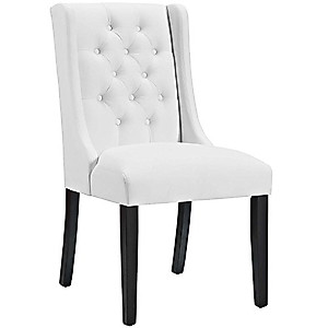Modway Baronet Modern Tufted Vegan Leather Upholstered Dining Chair in White