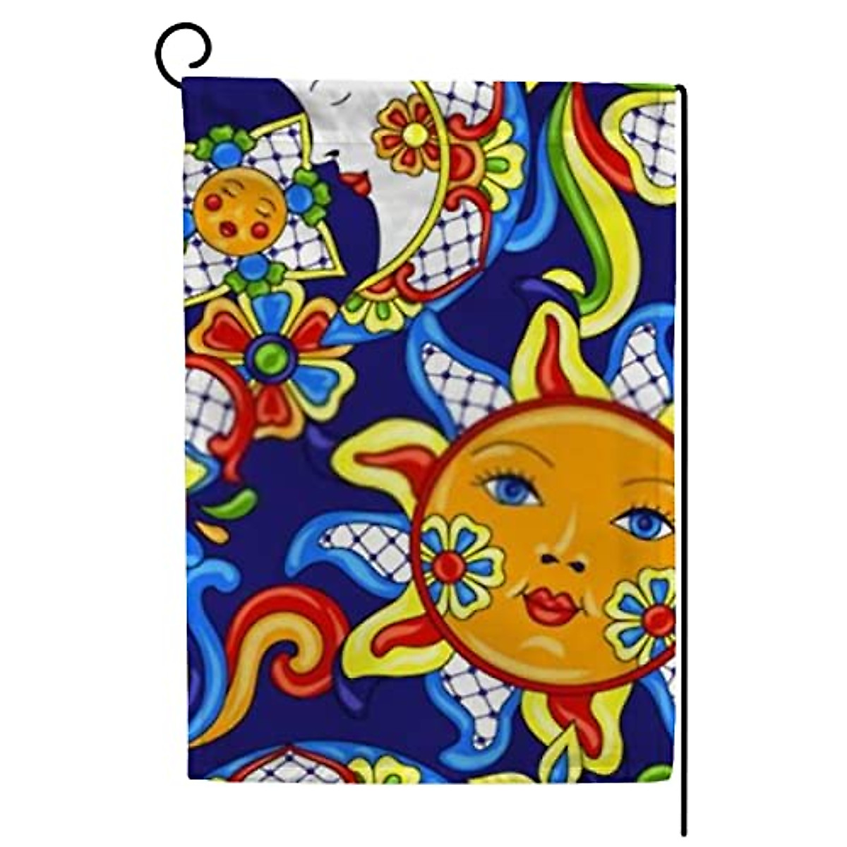 ZHONGJI Garden Flag Yard Flag Mexican Talavera Cute Pattern Blue Vertical Double Sided Design Seasons Holidays Yard Outdoor Polyester 12x18 Inch