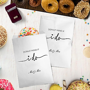 Tyndallrays 48Pcs Donut Mind If I Do Wedding Favor Bags,Donut Favor Goody Snack Treat Grease Resistant Bags for Engagement Wedding Bridal Shower Party Decorations Supplies