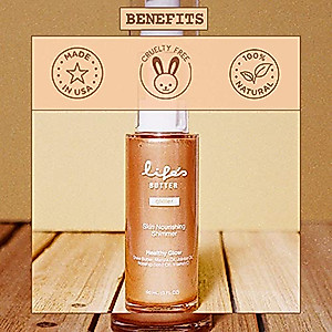 Life's Butter Face & Body Shimmer Healthy Waterproof Moisturizing Glow | Shea Butter, Marula Oil, Jojoba Oil and Vitamin C | Glistening Bronze | 3 fl oz