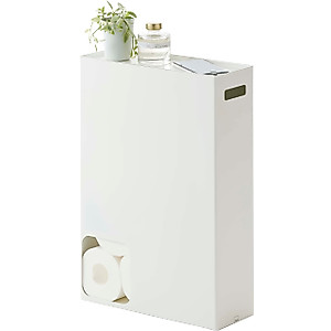 Yamazaki Home Toilet Paper Stocker - Bathroom Storage Organizer Dispenser Not for Jumbo Rolls Steel One Size White