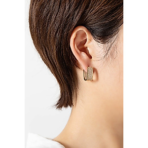 14K Gold Plated cubic Zirconia Huggie Cuff Earrings for women Hoop Earrings