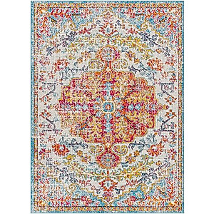 Livabliss Odelia Vintage Bohemian Area Rug,3'11" x 5'7",Orange/Aqua