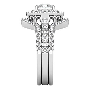 MOTIEL 2 ct. tw. Princess Cut Moissanite Halo Engagement Ring 10k 14k 18k Gold Ring Brilliant Promise Ring Bridal Set Jewelry Gift Wedding Ring for Women