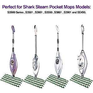 3 Pack Compatible Shark Replacement Mop Pads Steam Pocket Mops S3500 Series S3501 S3601 S3550 S3901 Green