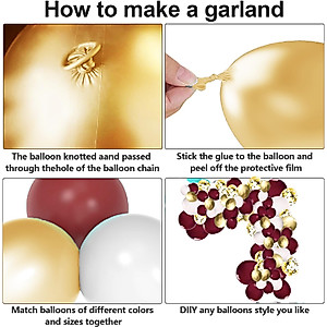 Graduation Party Decorations Maroon Gold 2024/Burgundy Gold Graduation Decorations/Maroon Gold Balloons/131pcs Maroon Birthday Party Decorations Women Fall Bridal Shower Decorations/Maroon Wedding