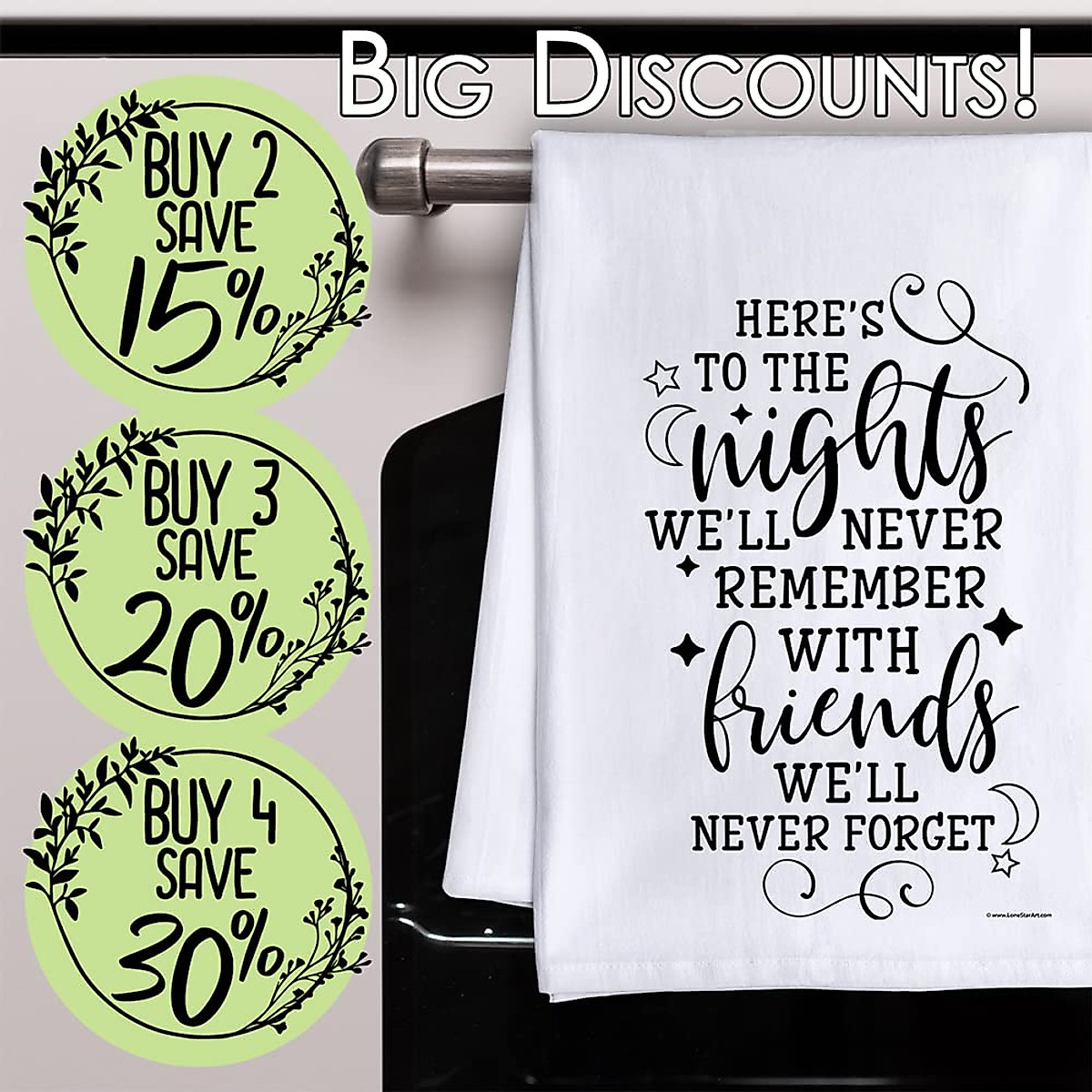 Here's To The Nights We'll Never Remember With Friends We'll Never Forget - Funny Kitchen Tea Towels - Decorative Dish with Sayings, Housewarming Gifts Multi-Use Cute for Women and Moms