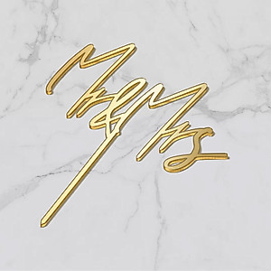 Party to Be Mr & Mrs Wedding Cake Topper in Golden Acrylic (Design 04)